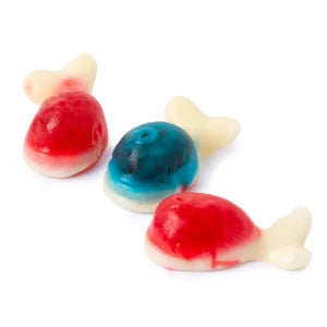 Fruity Red & Blue Jelly Filled Gummy Whales - Fun Beach Treats