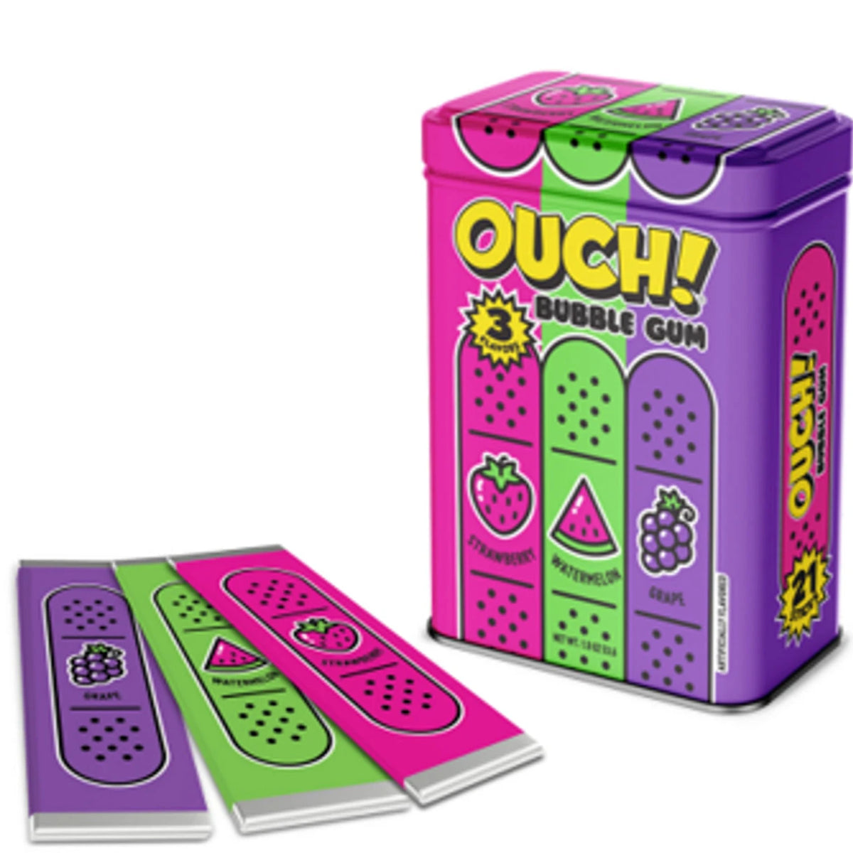 Revive Nostalgia with OUCH! Bubble Gum - Watermelon, Strawberry