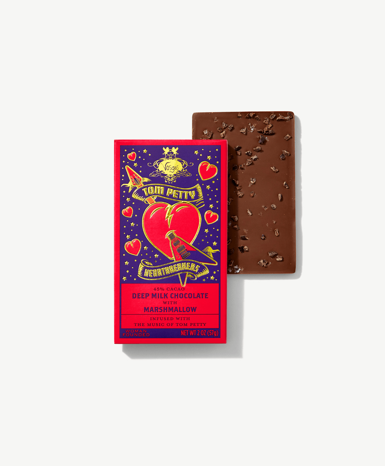 Tom Petty x Vosges Marshmallow, Cocoa Nib and Milk Chocolate – Candycopia